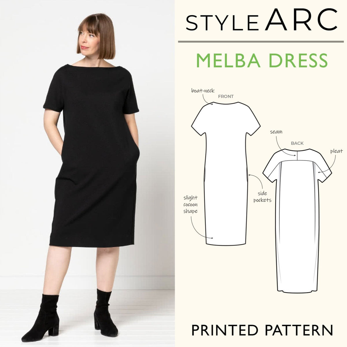 Melba Dress Sewing Pattern by Style Arc, US Sizes 0-18